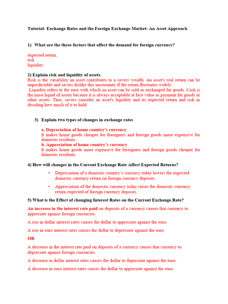 Tutorial - Chapter 14 - MEMO | PDF | Currency Appreciation And Depreciation | Exchange Rate