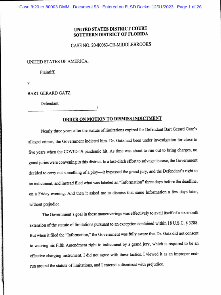 Judge Middlebrooks Dismisses On SOL Grounds | PDF | Judiciaries | Legal ...