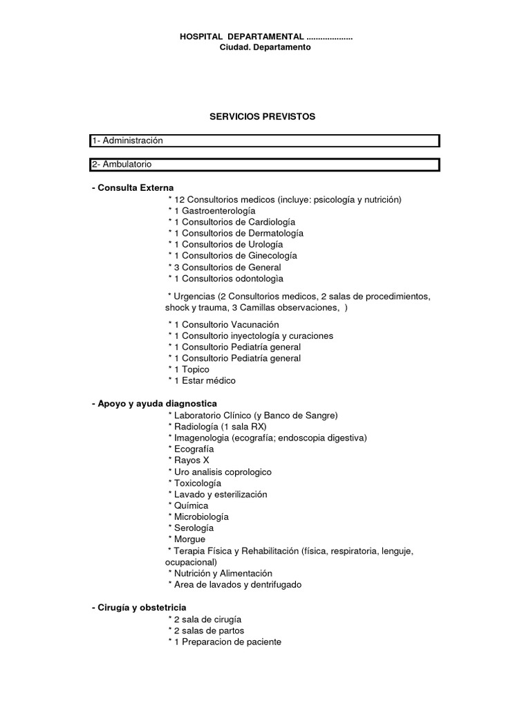 Ficha de Desarrollo Pma - Hospital | PDF | Hospital | Cuidado de la salud