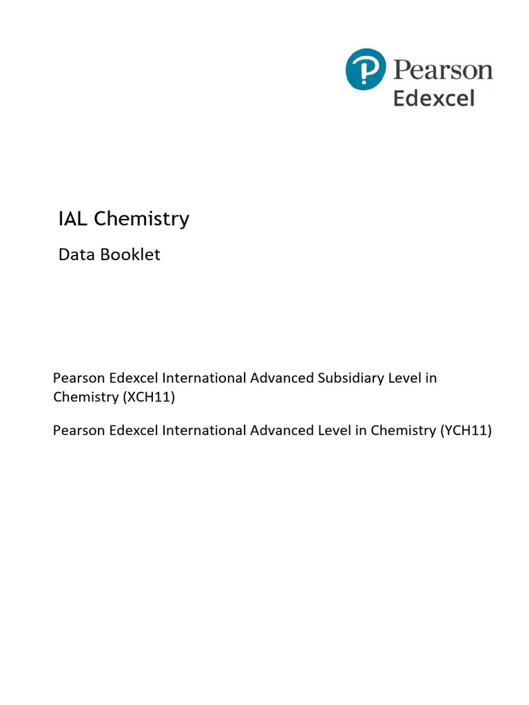 IAL Chemistry Data Booklet 2019 | PDF | Science & Mathematics