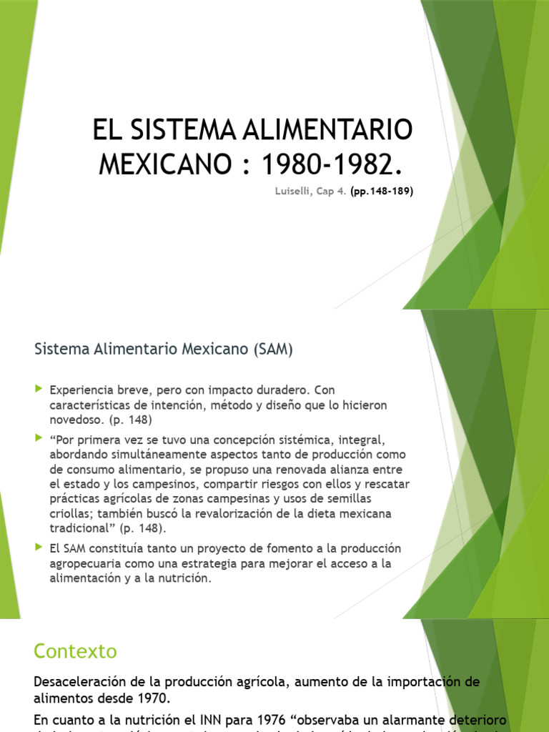 Presentación 7. Sistema Alimentario Mexicano Liuselli, Cap4 | PDF | Agricultura | Alimentos
