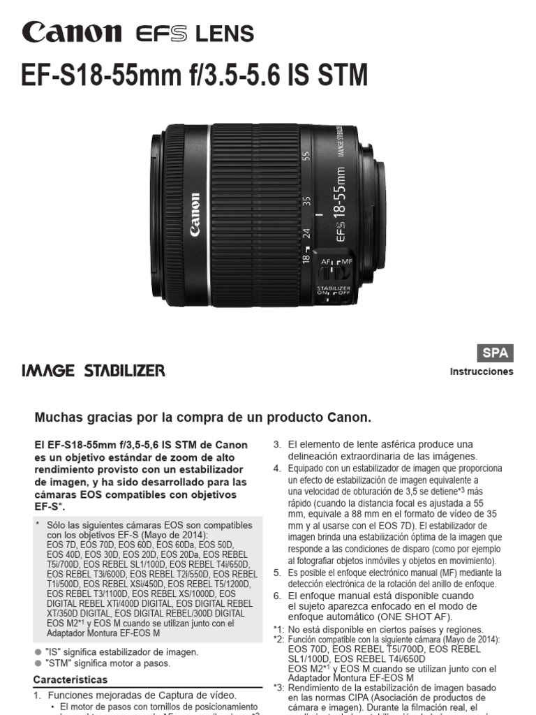 Efs18 55f35 56isstm Im4 Spa | PDF | Cámara | Estabilización de imagen