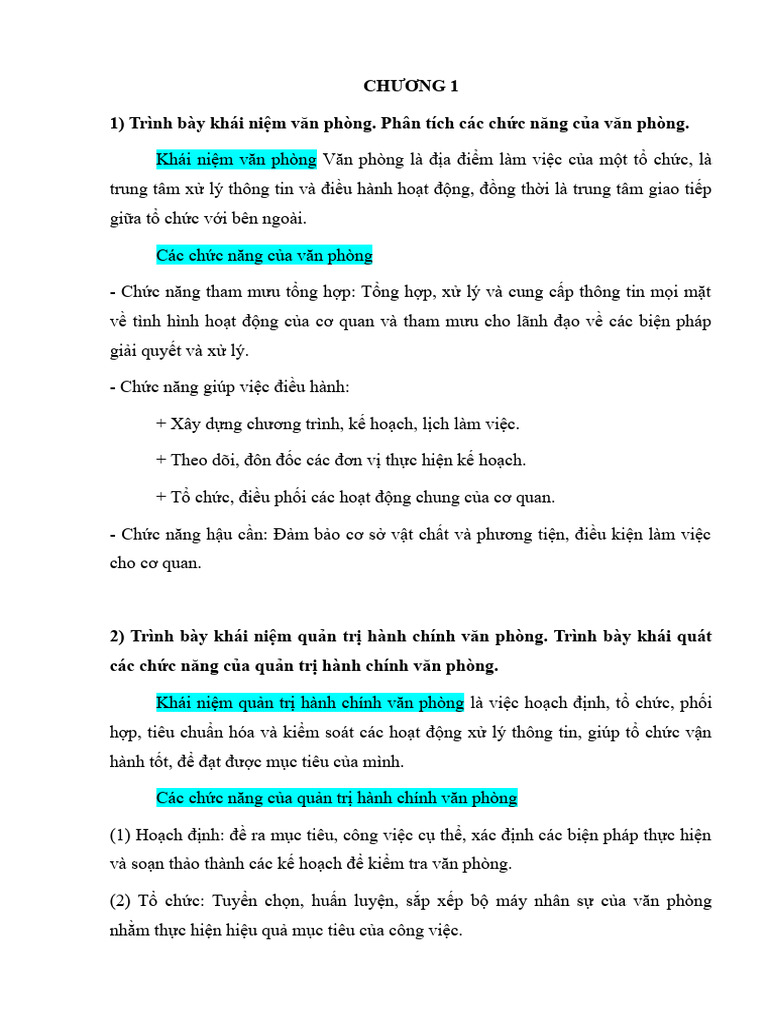 Đề cương QTHCVP | PDF