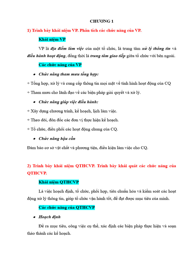 Đề cương QTHCVP | PDF