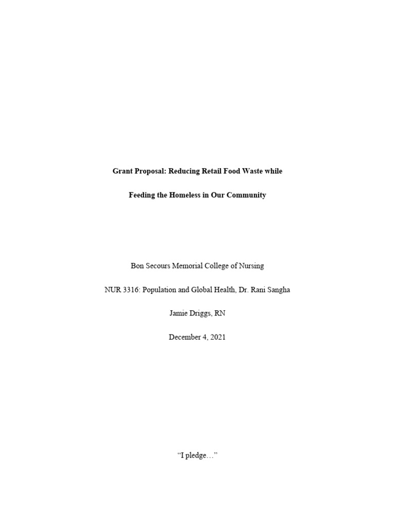 Final Grant Proposal | PDF | Homelessness | Food Security