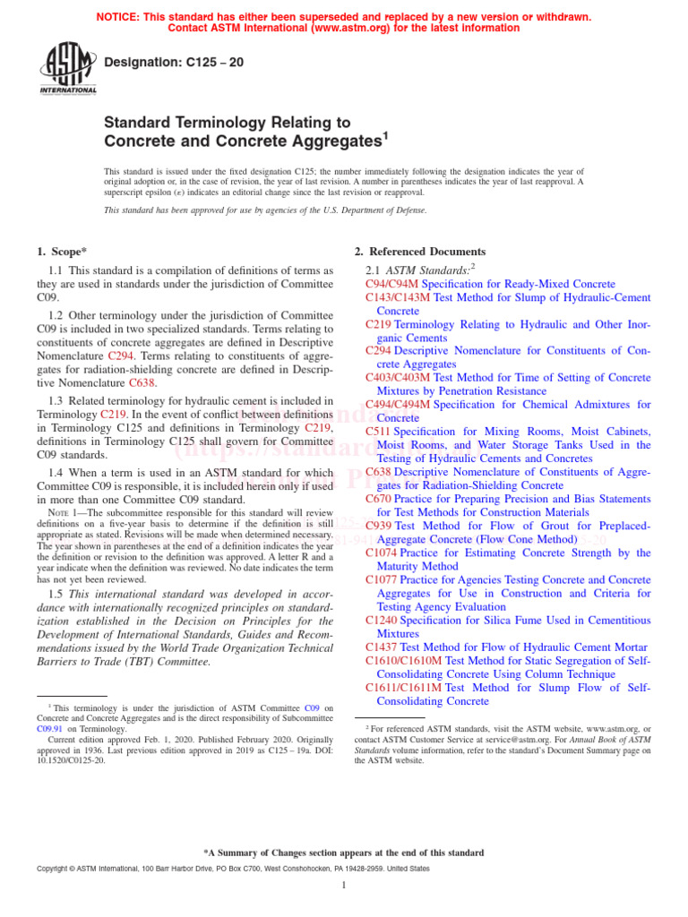 Astm C125 20 | Download Free PDF | Concrete | Cement