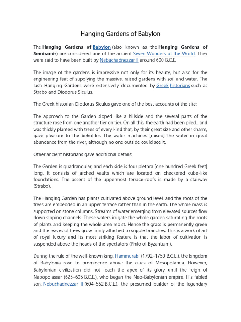 Hanging Gardens of Babylon | PDF