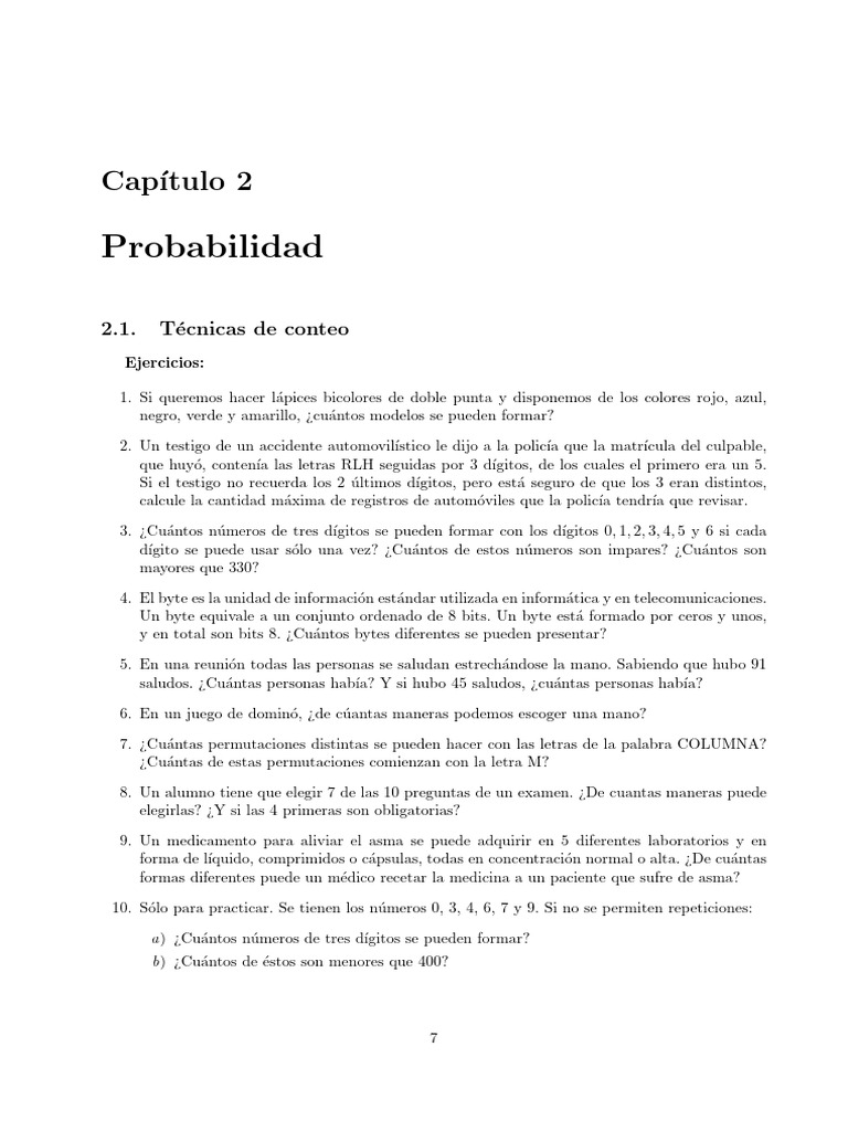 Ejercicios Tecnicas de Conteo | PDF | Poco | Byte