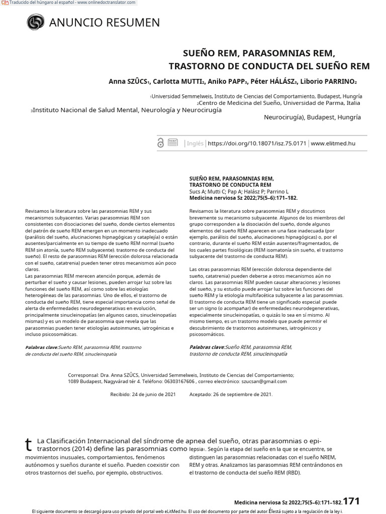 Rem Sleep Rem Parasomnias Rem Sleep Behaviour Disorder - Hu.es | PDF ...
