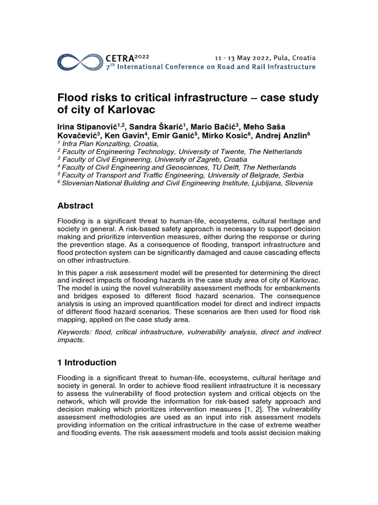 Flood Risks To Critical Infrastructure - Case Study of City of Karlovac ...