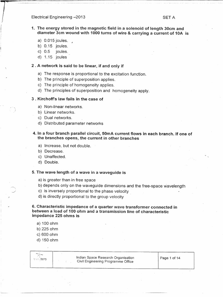 Isro EE Pyq | PDF | Electric Motor | Transformer