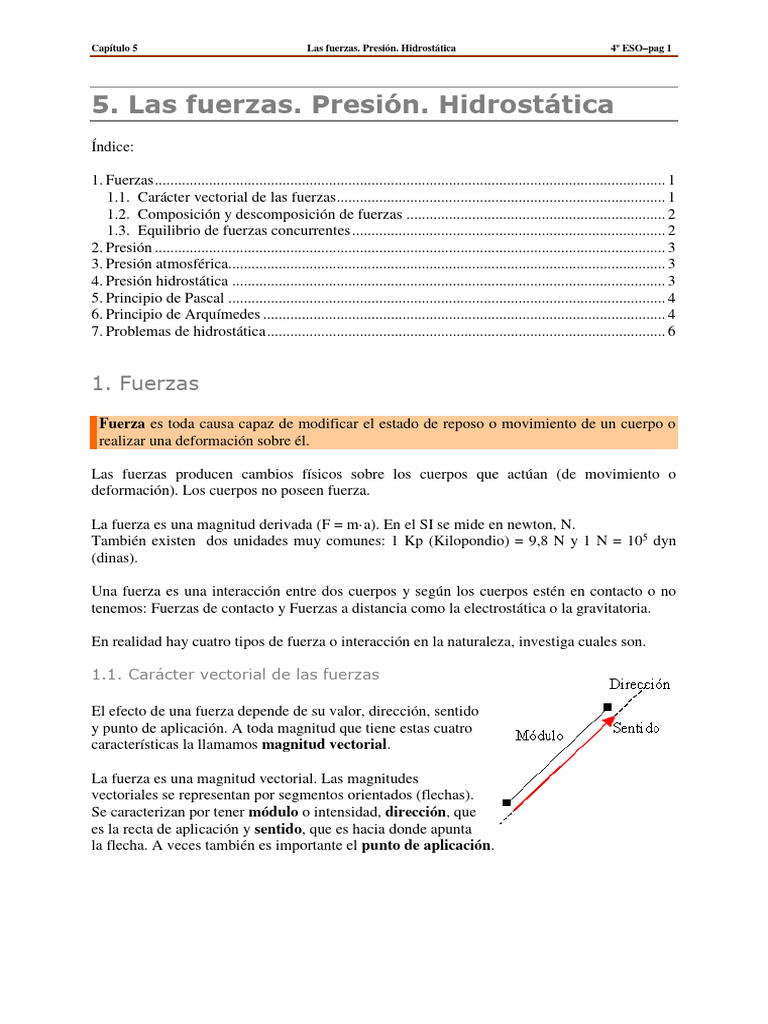 HIDROESTATICA | PDF | Fuerza | Presión