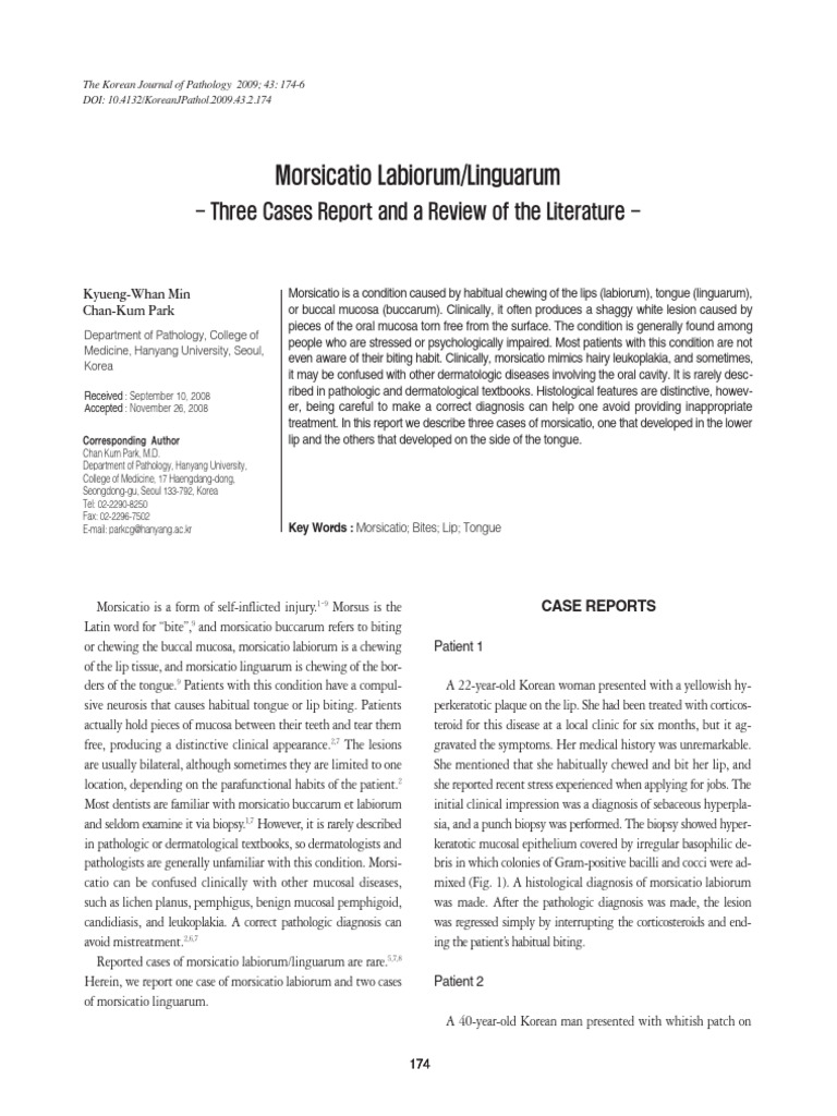 Morsicatio Labiorum: Case Reports & Review | PDF | Medical Specialties ...