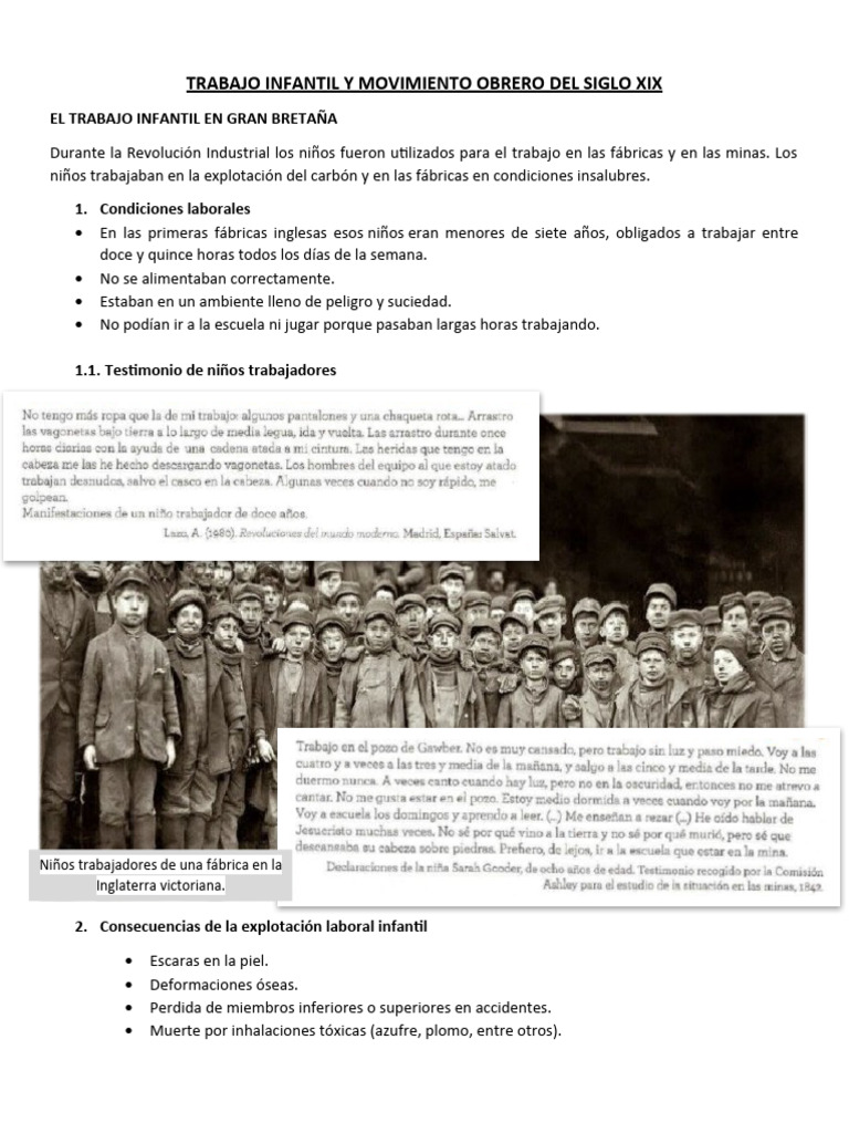 Trabajo Infantil en la Revolución Industrial | PDF | Trabajo infantil