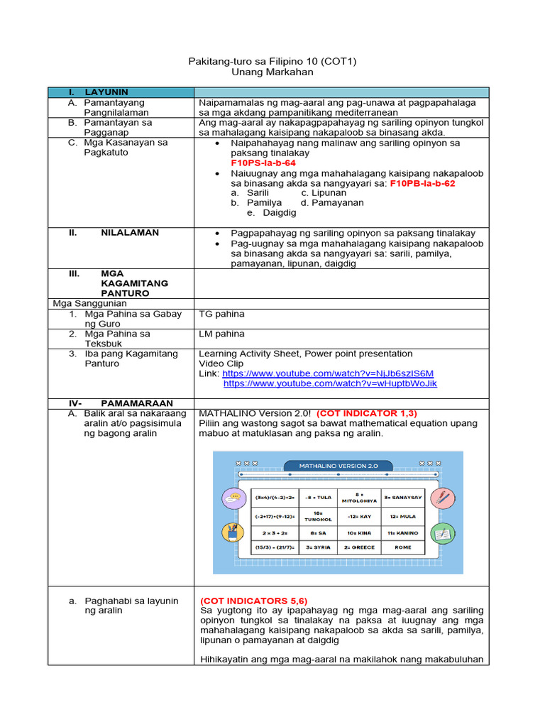Calleja - DLP Cot 1 | PDF