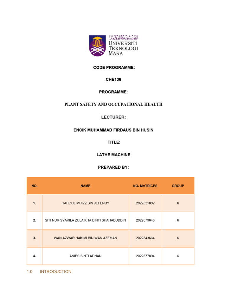 Group6 1c Milling Machine | PDF | Hazards | Risk