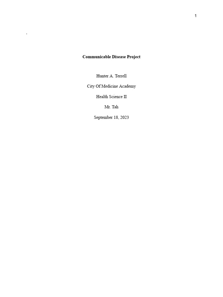 Communicable Disease Project Covid-19 1 | PDF | Infection | Pandemic