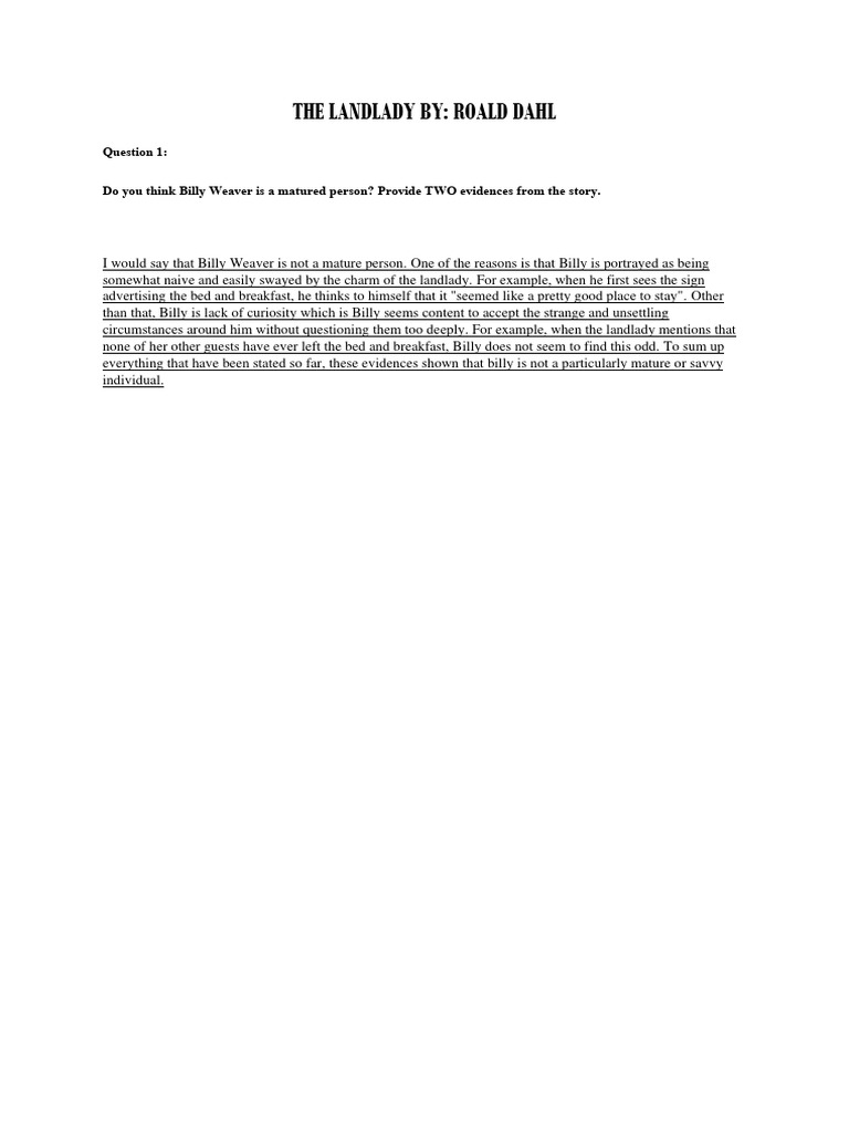 The Landlady Question | PDF