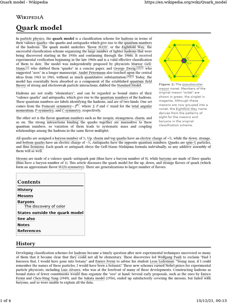Quark Model - Wikipedia | Download Free PDF | Quark | Hadron