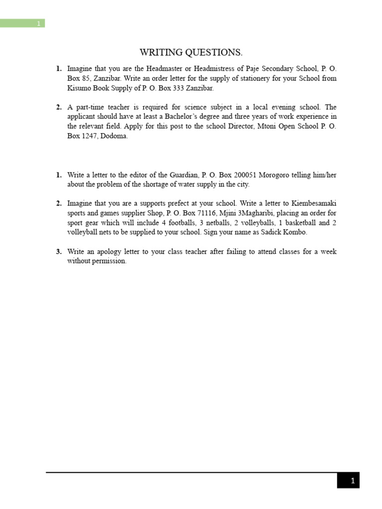 WRITING QUESTIONS Today | PDF