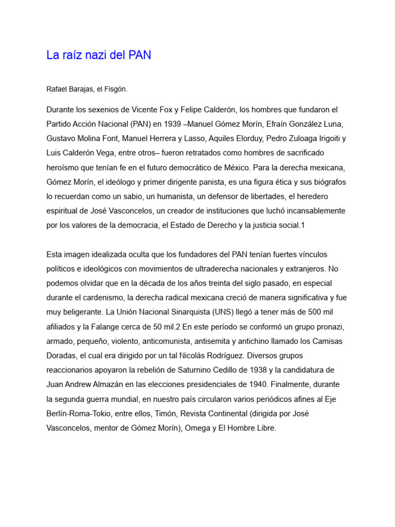 Vínculos Nazis del PAN Mexicano | PDF | Fascismo | Política del ala ...