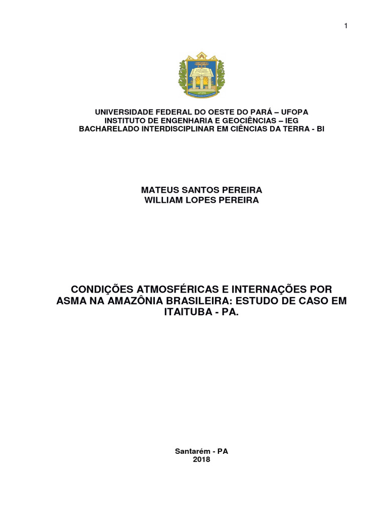 TCC - Mateus e William. (VersãoIMPRIMIR) | PDF | El Nino | Asma