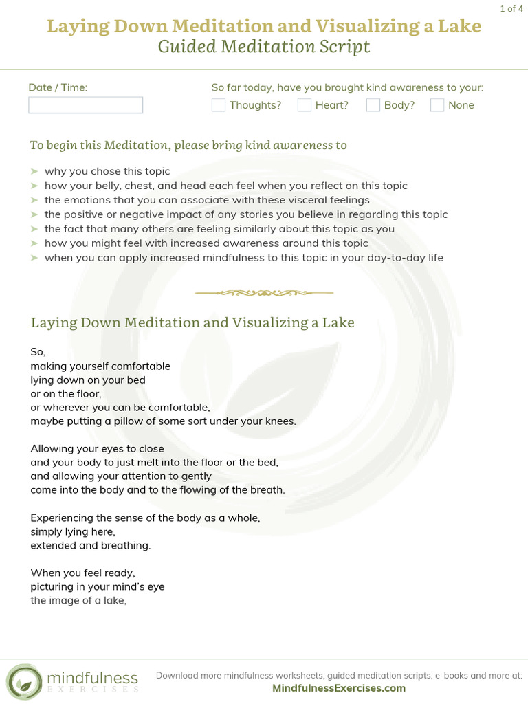 Lake Visualization | PDF | Meditation | Mindfulness