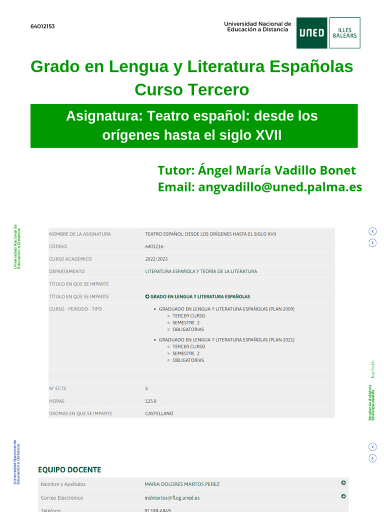 Teatro Español. Tutoría 1. | PDF | Escritores españoles | Españoles