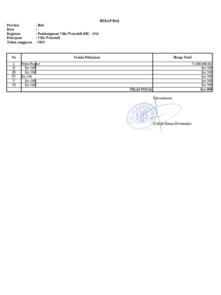 BoQ Pengajuan Approval PBG Berawa Condotel PDF