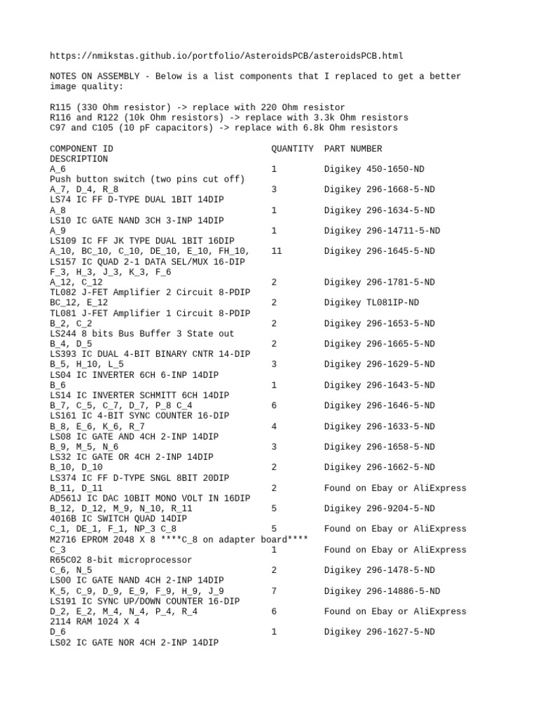 BOM | PDF | Electromagnetism | Electrical Engineering