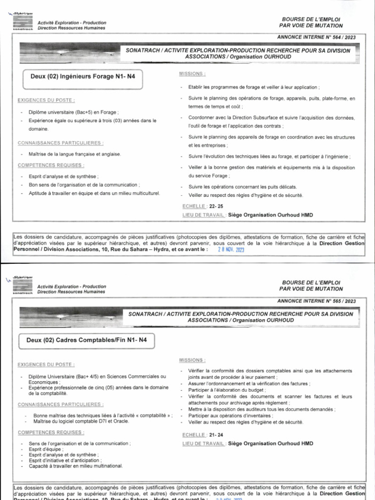 Annonces Organisation Ourhoud | PDF