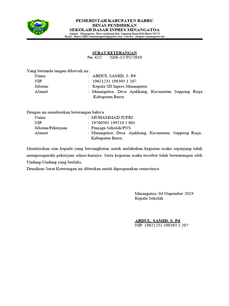 Surat Keterangan & Rincian | PDF