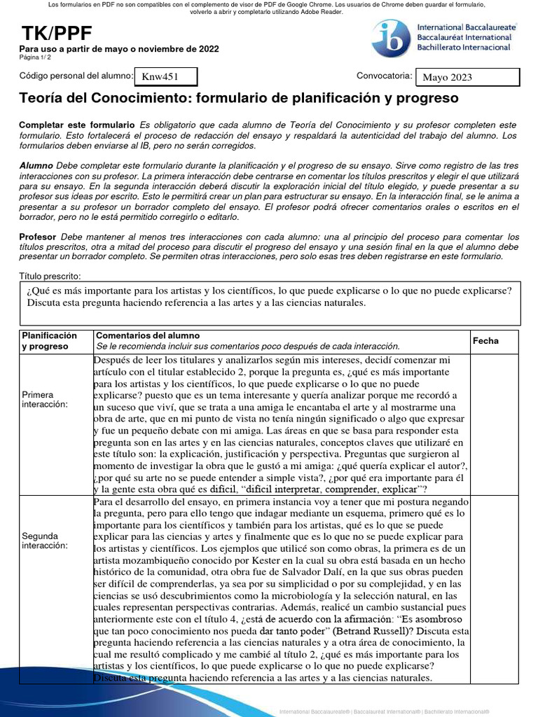 TKPPF Es | PDF | Ensayos