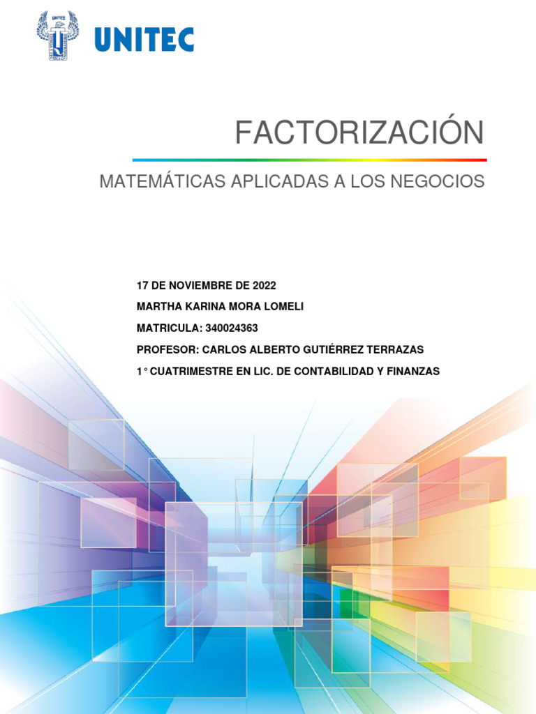 Factorización: Matemáticas Aplicadas A Los Negocios | Descargar gratis PDF | Factorización ...