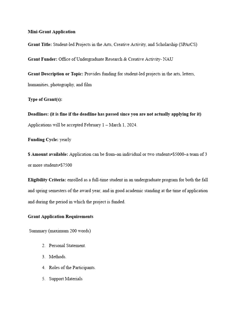 Mini-Grant Application | PDF