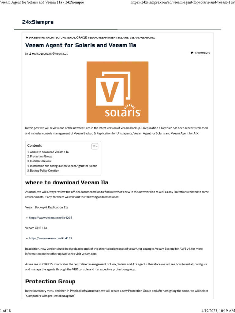 Veeam Agent For Solaris and Veeam 11a - 24xsiempre | PDF | Backup ...