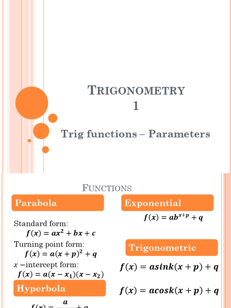 8 Trig Graphs Parameters Download Free Pdf Trigonometry Trigonometric Functions
