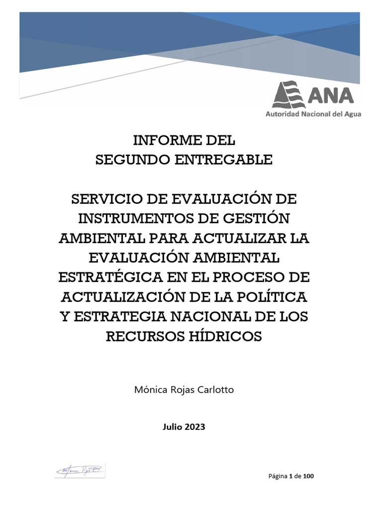 Informe del Segundo Entregable PENRH | PDF | Sustentabilidad | Agua