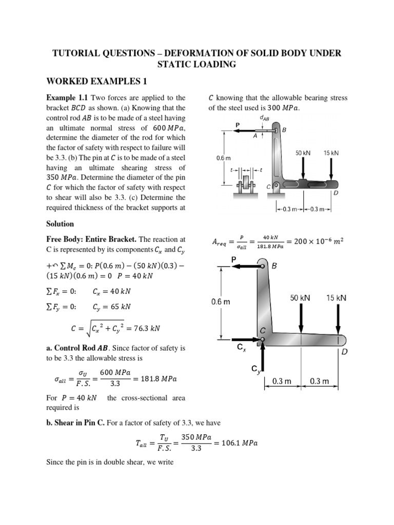 Tutorial 1 1 Pdf Stress Mechanics Rivet