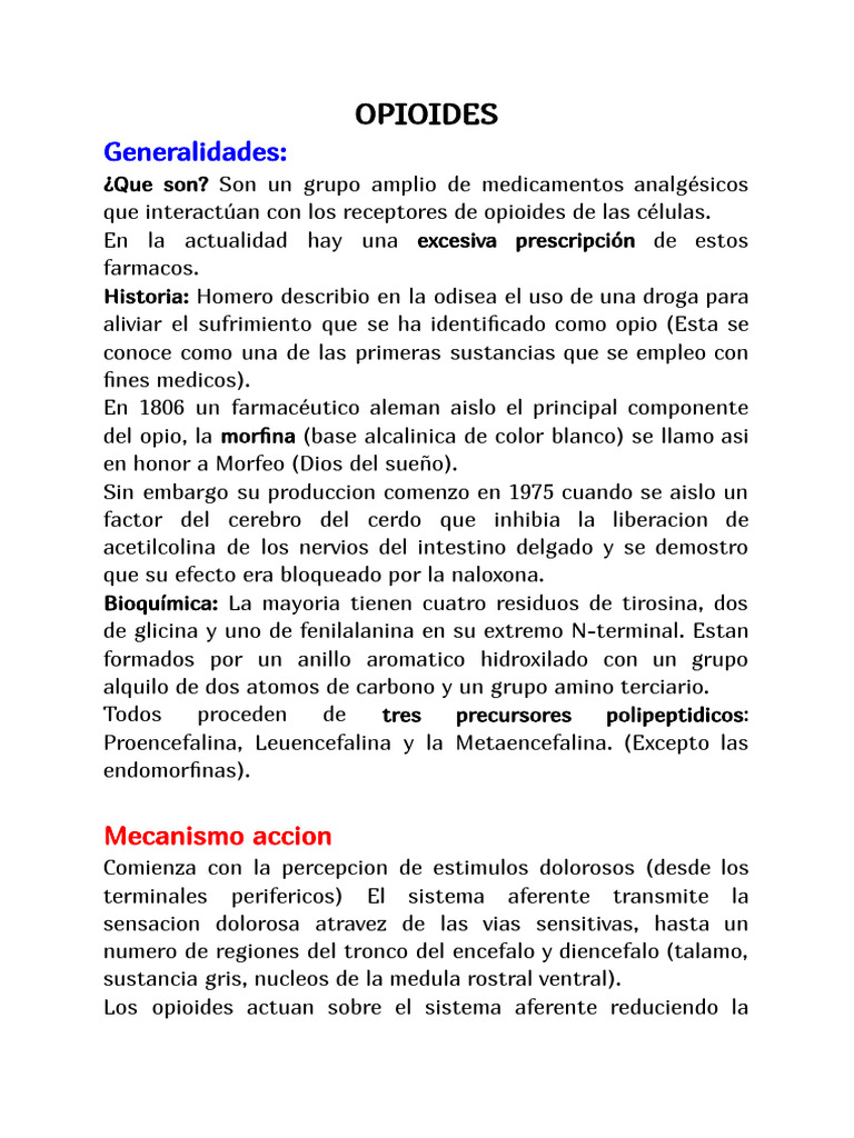 Opioides Resumen | PDF | Fentanilo | Opioide