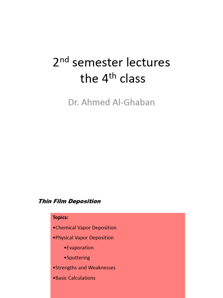 4th Lecture Second Semester | PDF | Ion Implantation | Thin Film