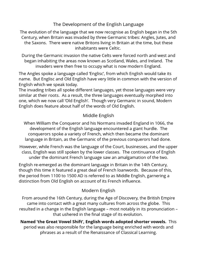 Evolution of English | PDF | English Language | Great Britain