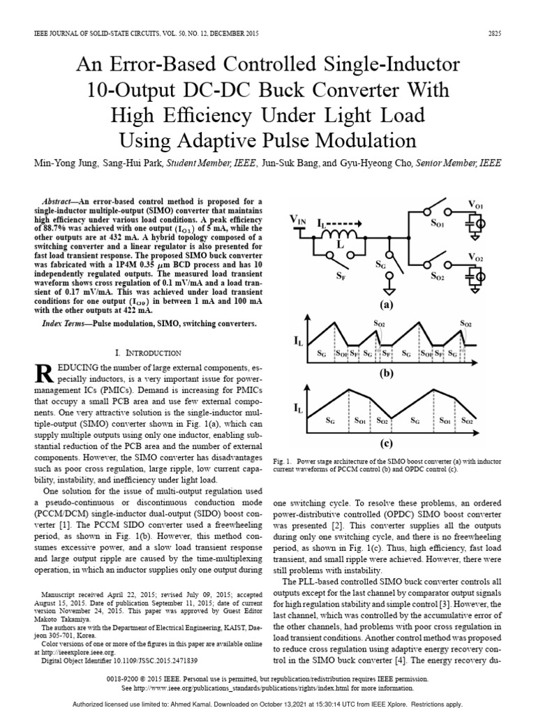 An Error-Based Controlled Single-Inductor 10-Output DC-DC Buck Converter With High Efficiency ...