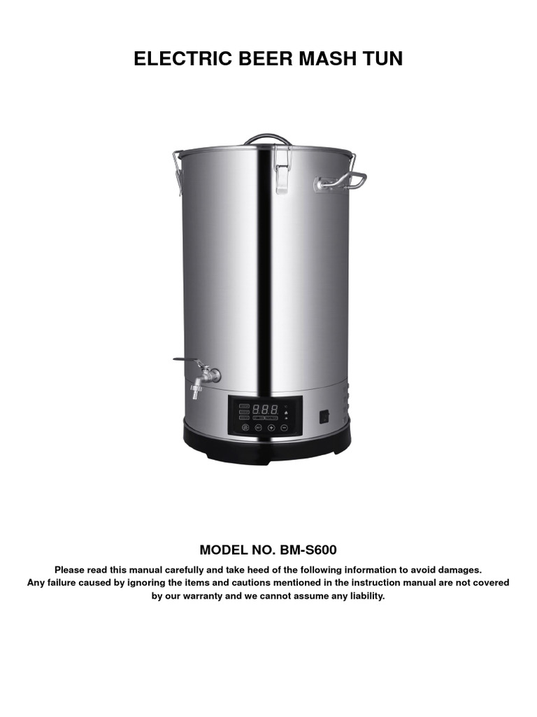 BM S600 Manual | PDF | Brewing | Manufactured Goods