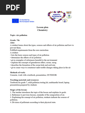 Lesson Plan Of Air Pollution Pollutants And Their Effects