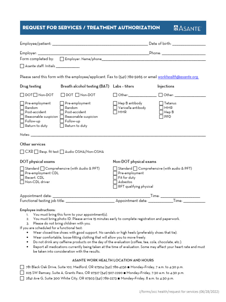 Request For Service Fillable | PDF | Medical Specialties | Health Sciences