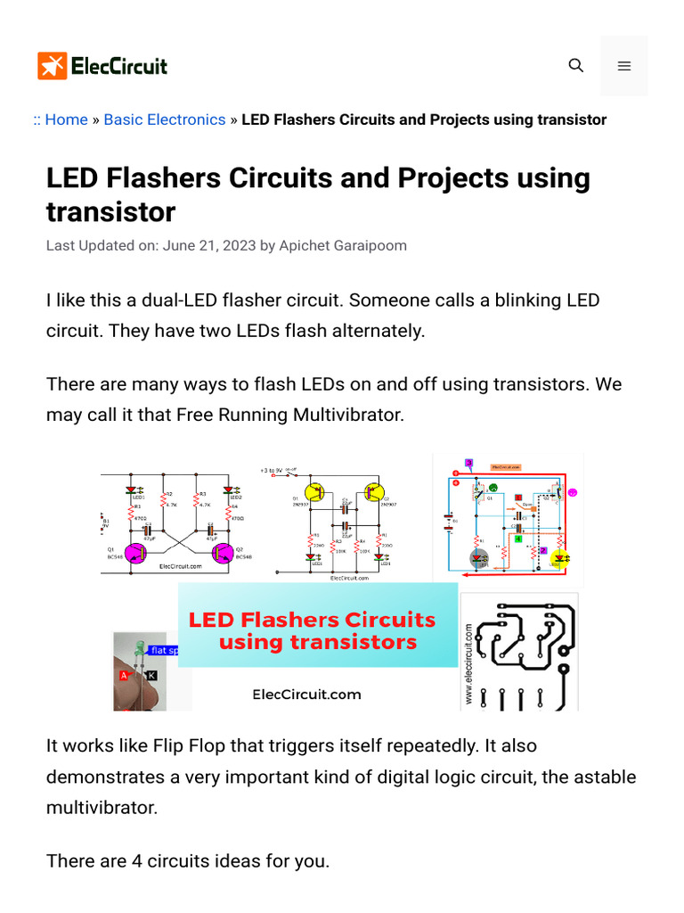 LED Flasher Circuits with Transistors | PDF | Electrical Engineering ...