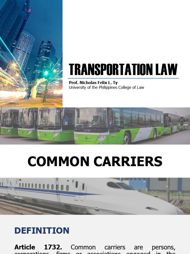 NLT - Transpo Law Lecture (Part 1) | PDF | Damages | Legal Liability
