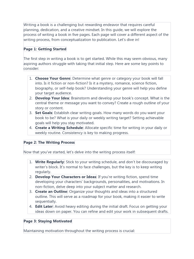 Writing A Book Is A Challenging But Rewarding Endeavor That Requires ...