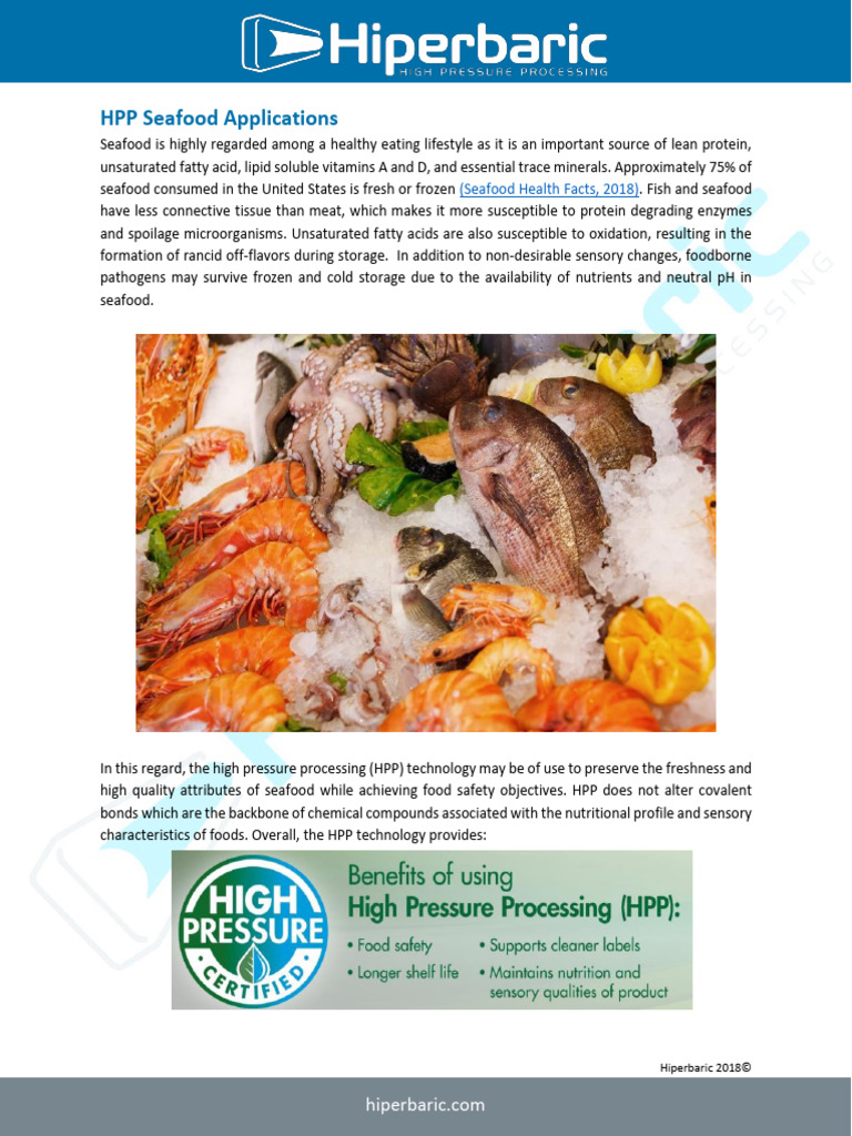 Whitepaper Seafood Pathogens Shelf Life Hiperbaric | PDF | Seafood ...